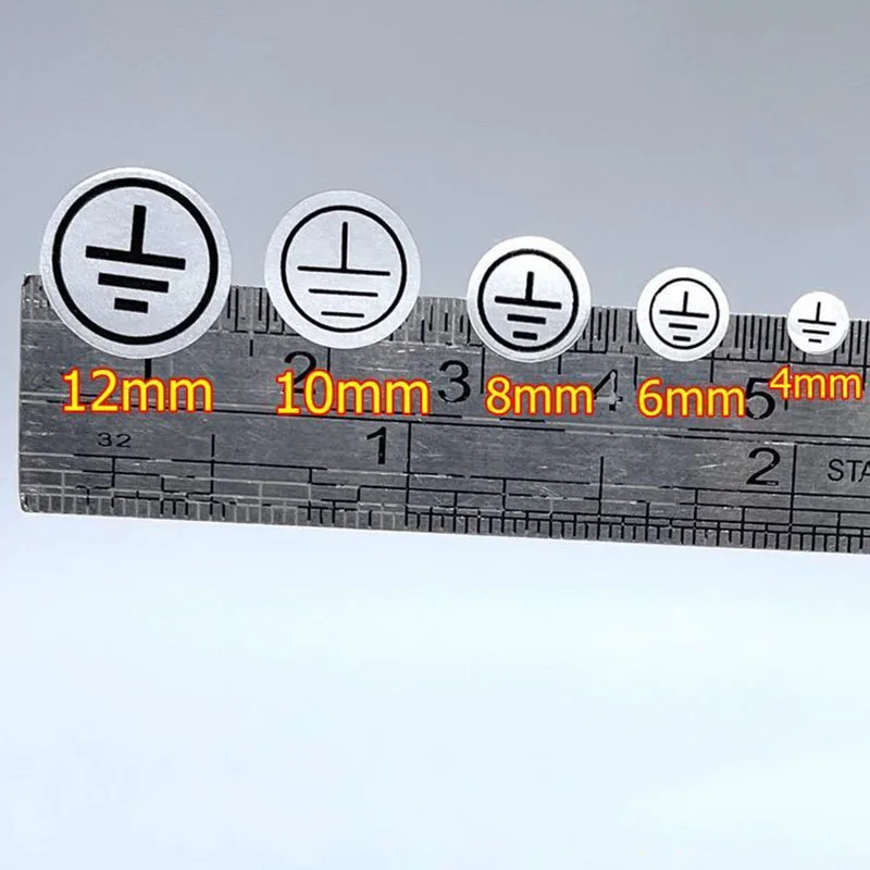 SILVER-GROUND-CONNECTION-Earthed-Circuit-Sticker-Round-Ground-Mark-Sign ...