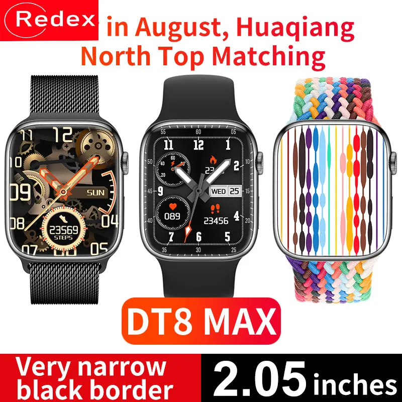 Dt8 max relógio inteligente 2.05 polegada aço brilhante caso nfc ...