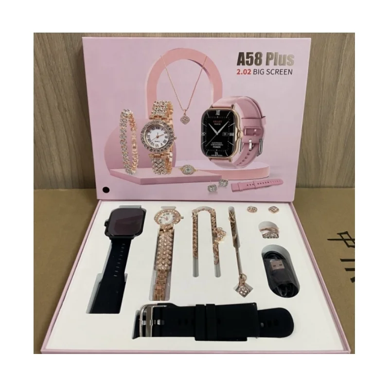 2024-Smartwatch-8in1Necklace-Earrings-Bracelet-Ring-A58-plus-GT4-Reloj ...