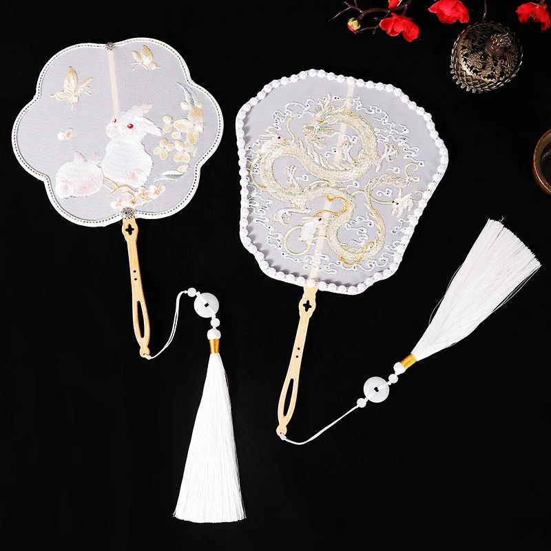 Chinese-Flower-Embroidery-Hand-Fan-Retro-Round-Silk-Fan-Ancient-Tassel ...