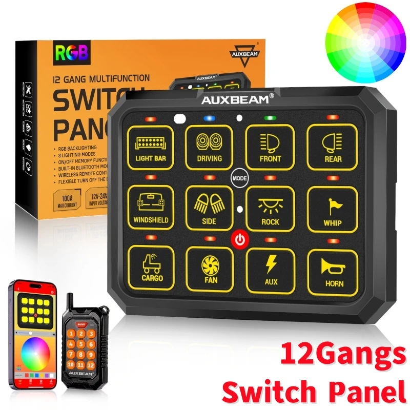 12-Gangs-RGB-LED-Switch-Panel-Universal-Bluetooth-APP-Control-Relays ...