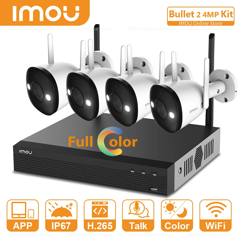 DAHUA Security System Wireless NVR Kit OutdoorIP67 4MP QHD Full Color ...