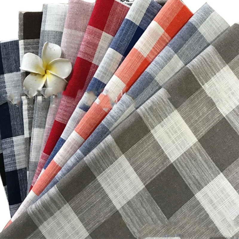 Plaid Cotton Linen Fabric By The Meter for Clothes Tablecloth Diy ...