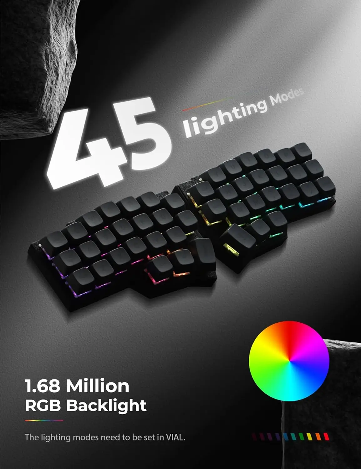 CORNE V4.1 유선 분할 기계식 키보드 40% 레이아웃 3x6 인체공학적 QMK/바이알 키맵 핫스왑 RGB 2.4G 동글 ...