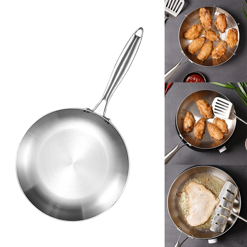 Stainless-Steel-3-Ply-Frying-Pan-Wok-Pan-Cooking-Fried-Steak-Gas-Stove ...