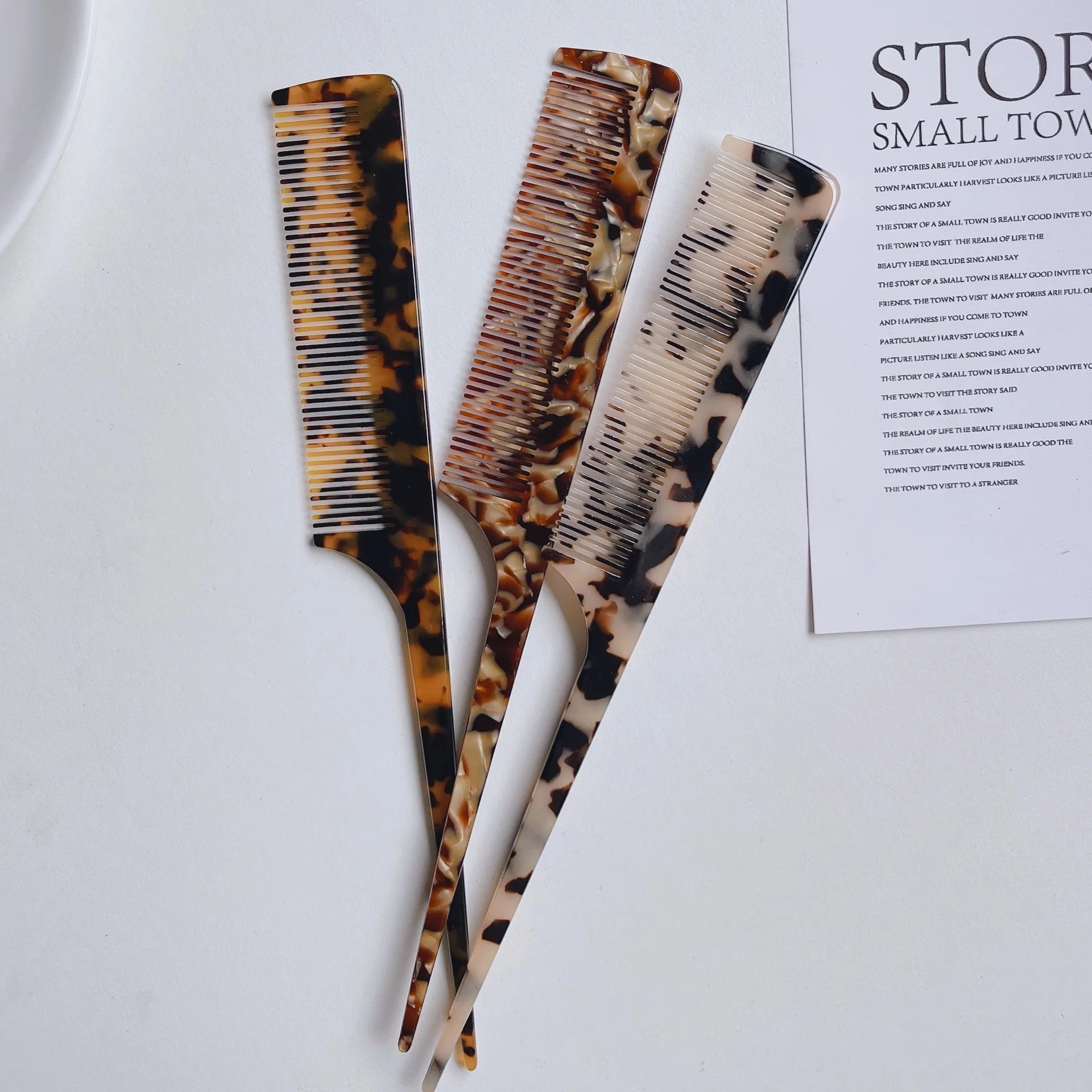 Léopard clair-Peigne en plaque d'acétate coréen pour femmes, cheveux ...