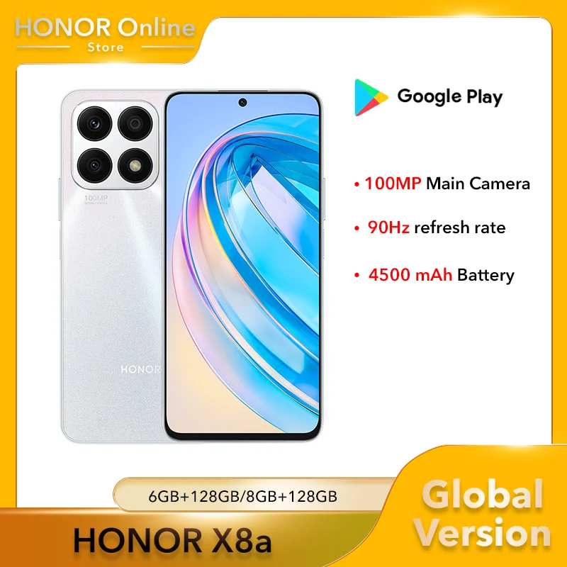 Global Version HONOR X8a Smartphone 100MP Triple Cameras 2388*1080 6.7 ...