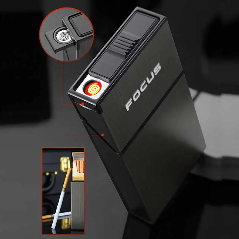 Fine-Smoke-USB-Rechargeable-Lighte-Cigarette-Case-20pcs-Capacity-Slim ...
