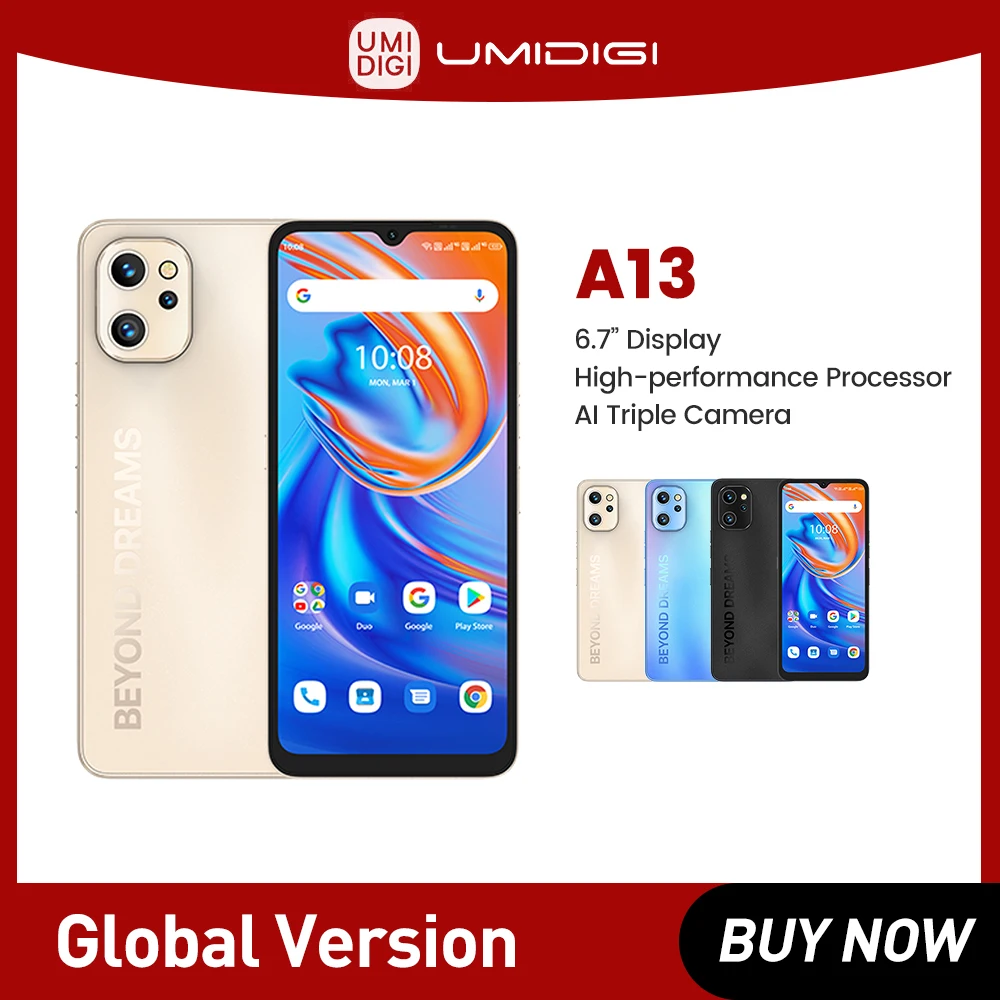 UMIDIGI-A13-Android-Smartphone-Unisoc-T610-4GB-128GB-20MP-Camera-6-7-Display-5150mAh-Battery ...