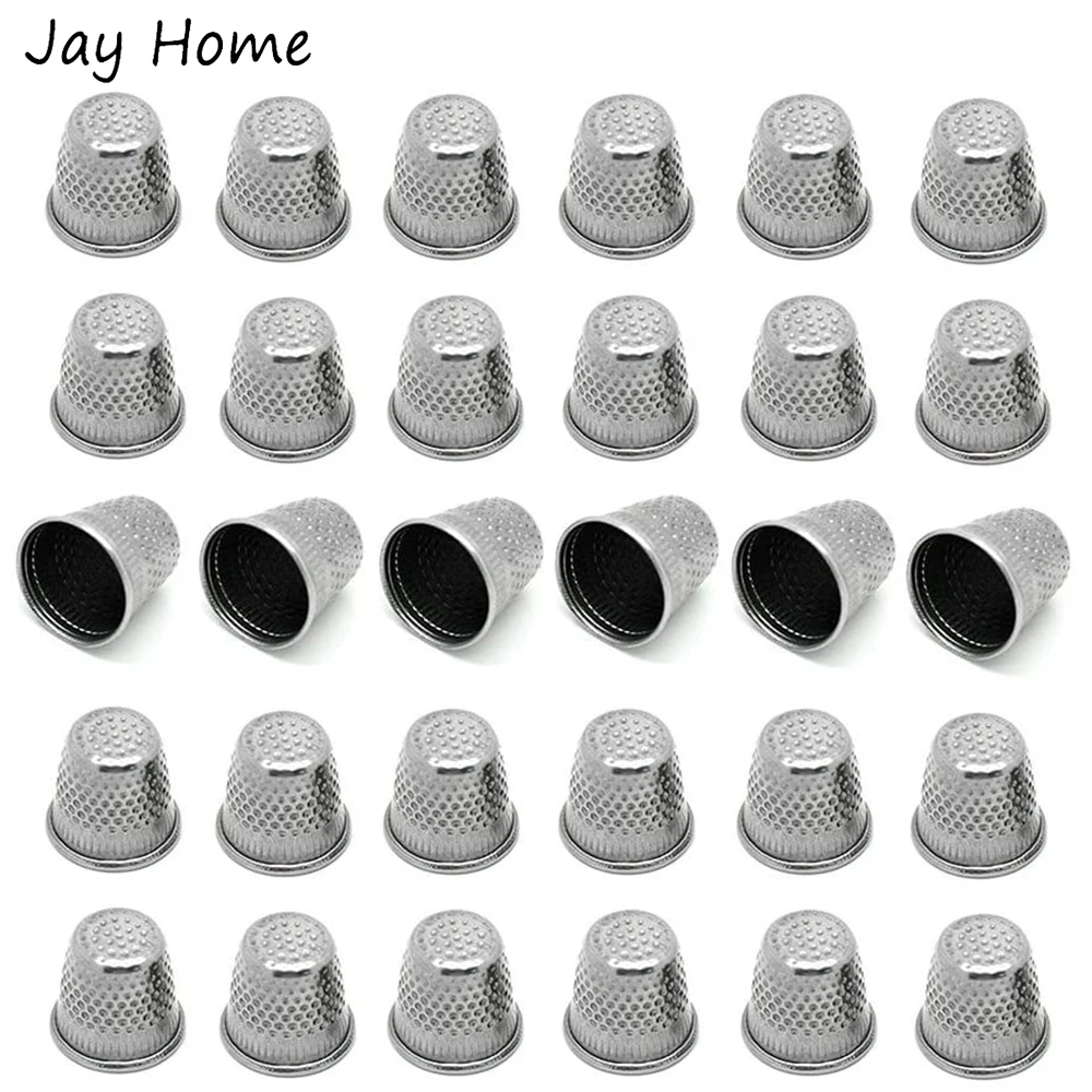 5-10Pcs-Silver-Sewing-Thimbles-Metal-Fingertip-Shield-Protector-Cap ...