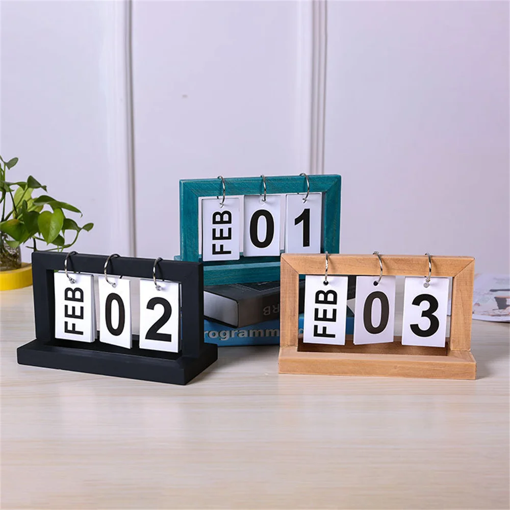 Wooden-Flip-Page-Calendar-Desk-Calendar-Home-Study-Offices-Dormitory ...