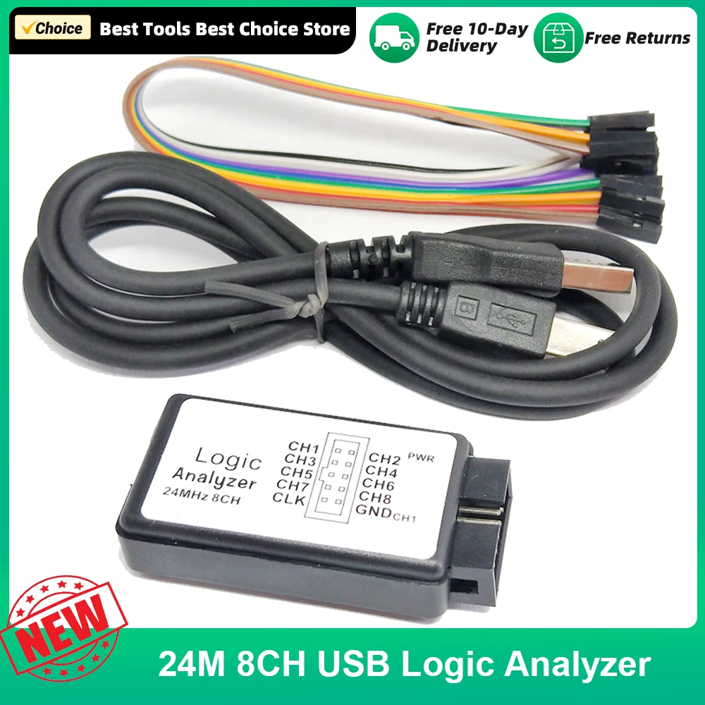 USB-Logic-Analyzer-24M-8CH-Microcontroller-ARM-FPGA-Debug-Tool-24MHz ...