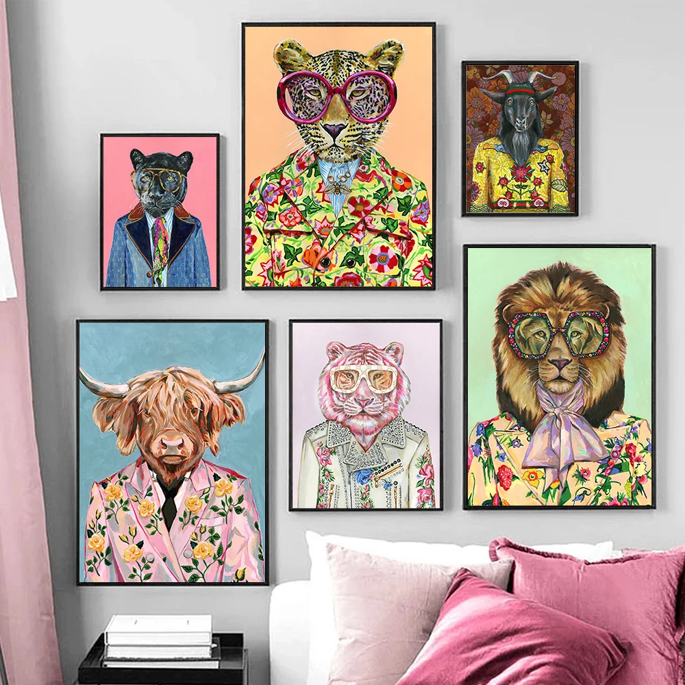 70s-Animal-Fashion-Art-Poster-Print-Tiger-Giraffe-Leopard-Cow-Lion ...