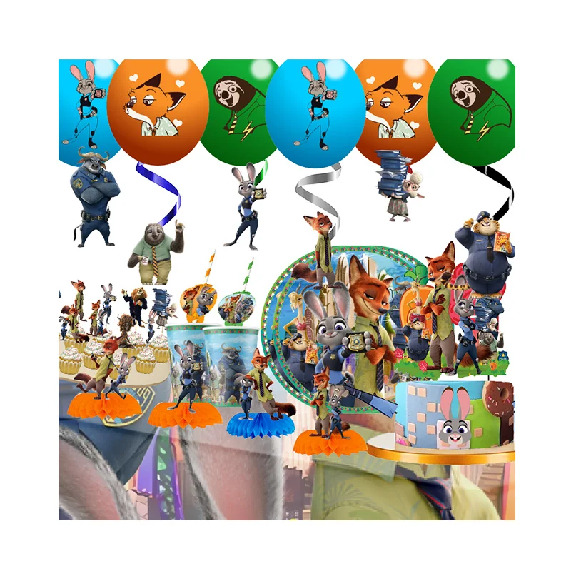 Disney-Cartoon-Zootopia-animal-Birthday-Party-Decoration-Balloon-Plate ...