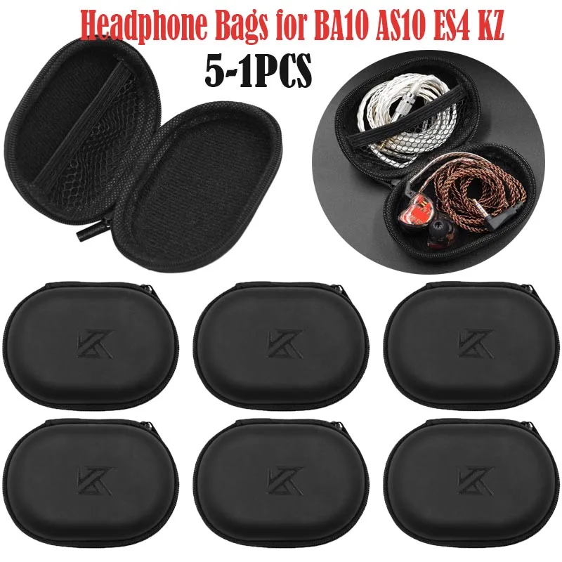 KZ-Earphones-Oval-Storage-Bag-Wired-Headphones-PU-Zipper-Storage-Box ...