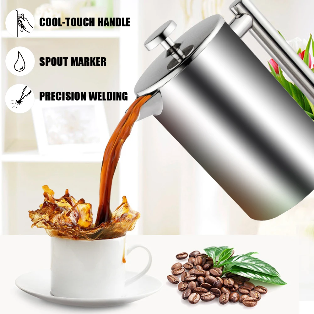 Espresso Coffee Machine Double Wall Tea Maker Pot French Press Coffee ...