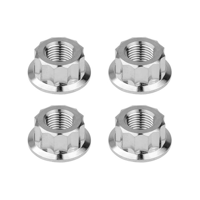 Catdogbear 4PCS Titanium Nuts Double Hex Flange 12 Point Nut M5 M6 M8 ...