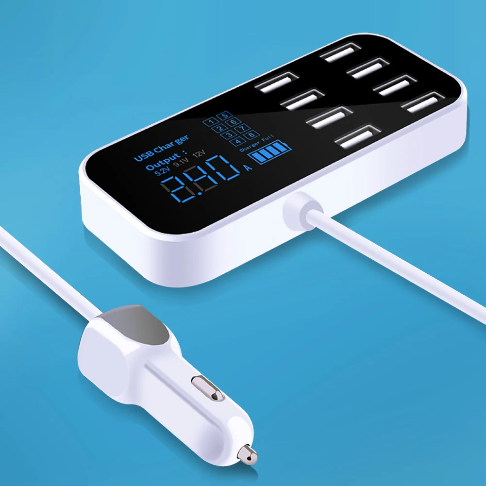 Adaptador de cargador de coche USB de 8 puertos QC3.0 PD, carga rápida, encendedor de coche de ...