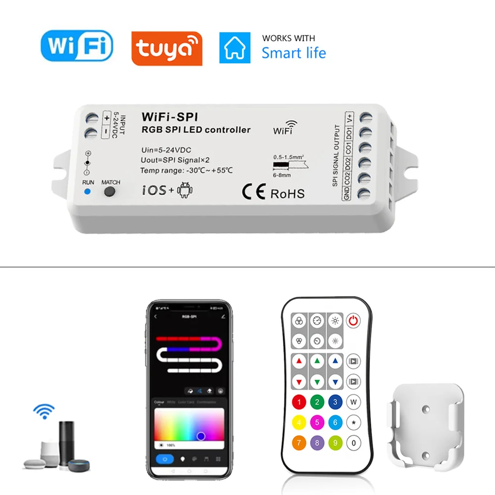 Controlador-LED-Tuya-Smart-Life-tira-de-luces-con-WiFi-SPI-WS2812B ...