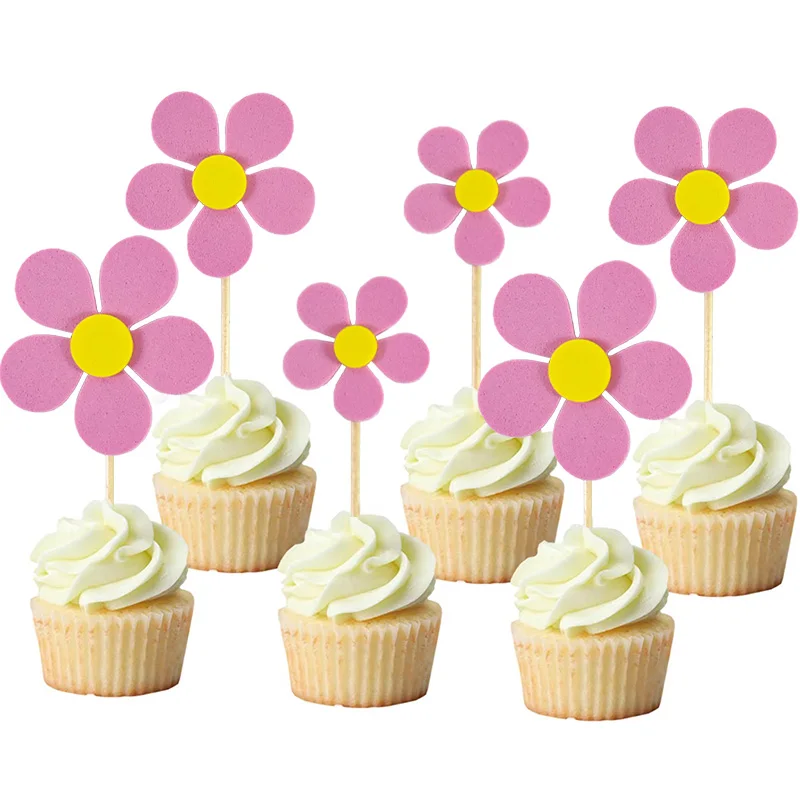 1/3/10pcs Girls 3D Daisy Flower Cake Toppers Colored Flowers Cupcake ...