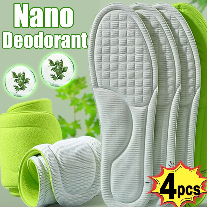 4pcs Memory Foam Orthopedic Insoles Shoe Pads Men Women Nano ...