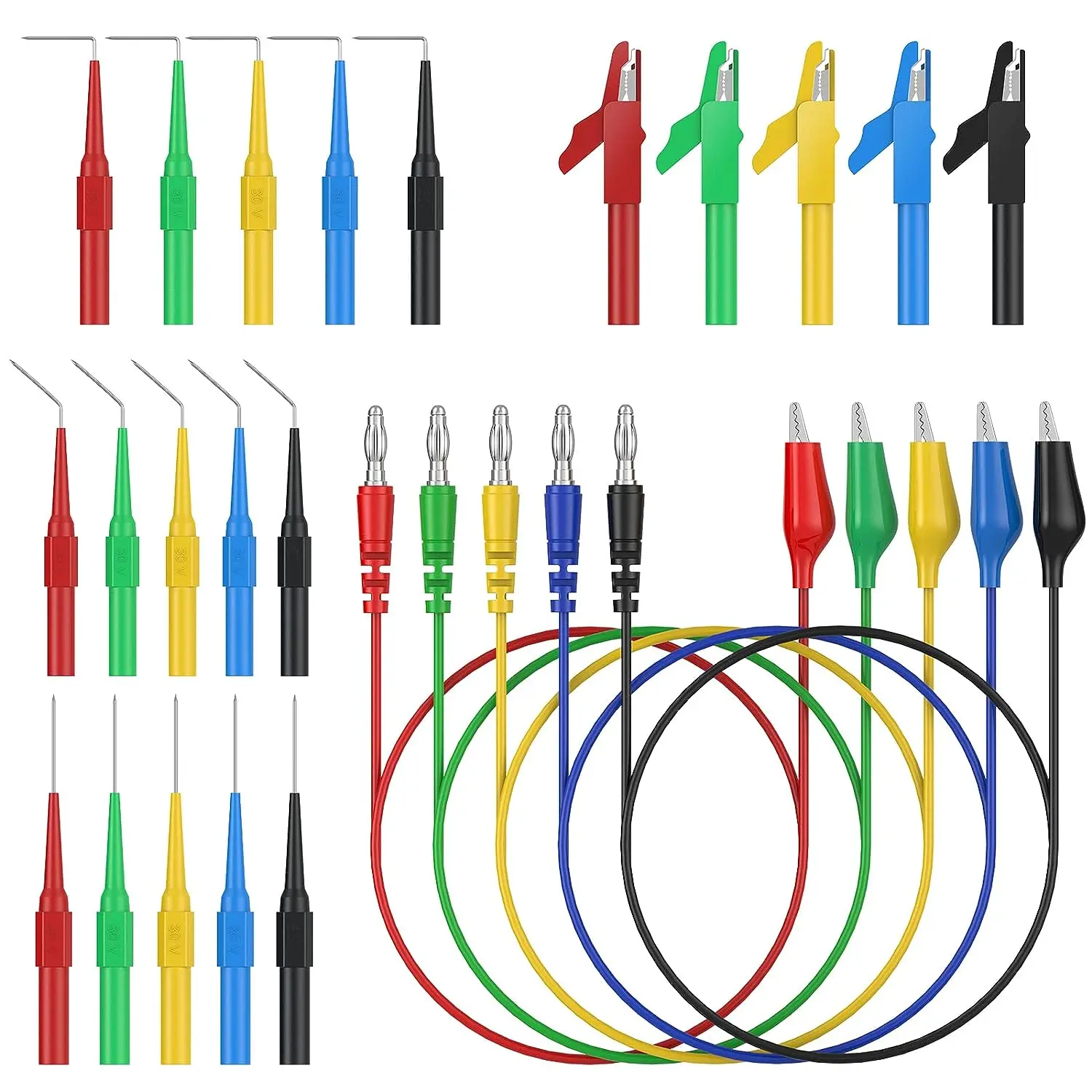 CAMWAY 25pcs Back Probe Lead With 15pcs Back Probe Pins 5pcs Banana ...