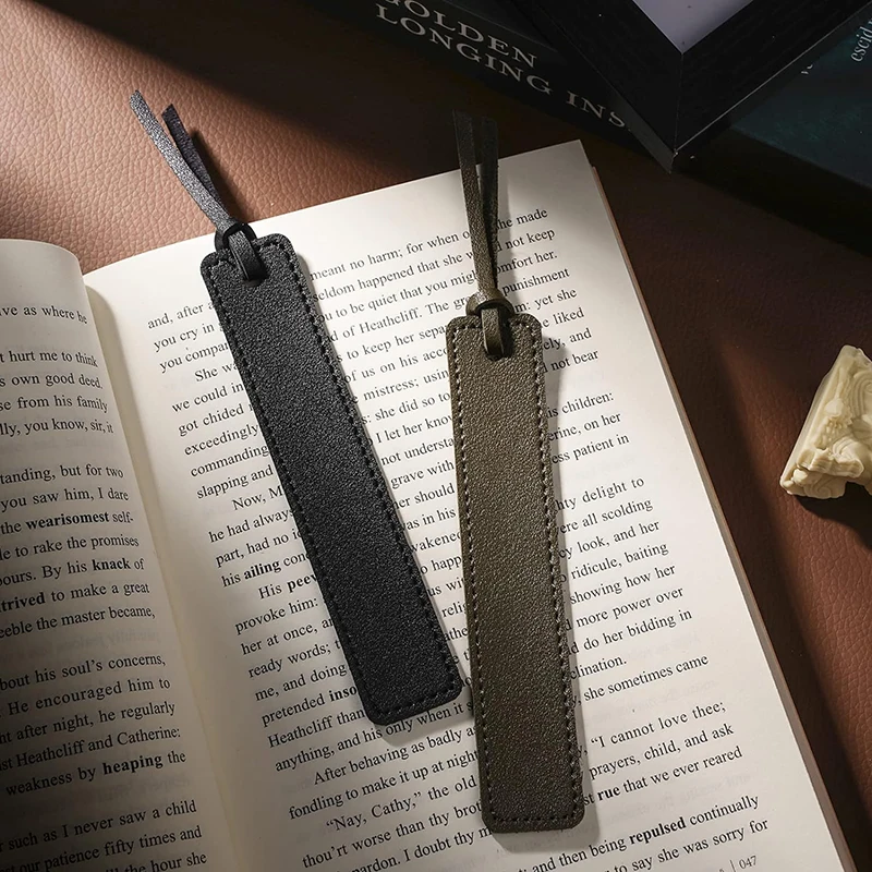 Bookmarks-PU-Leather-Long-Simple-Portable-Bookmark-Stationery-And ...
