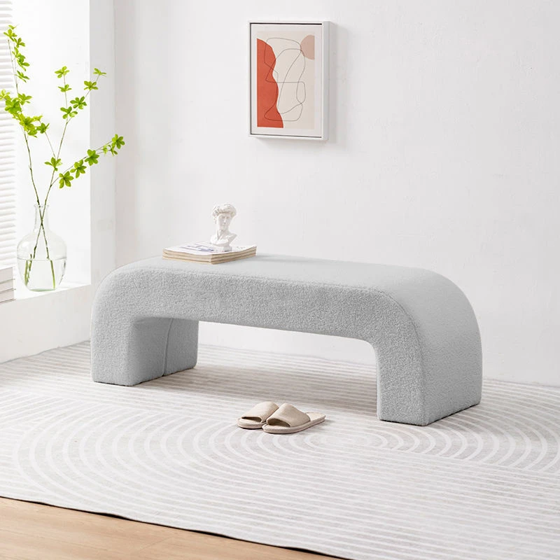Shoe Change Stool Simple Bedside Stool Lamb Wool Bench Living Room Sofa ...