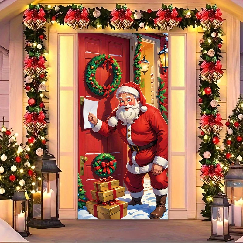 1 Christmas door decoration | Surprise Santa Claus knocking on the door ...
