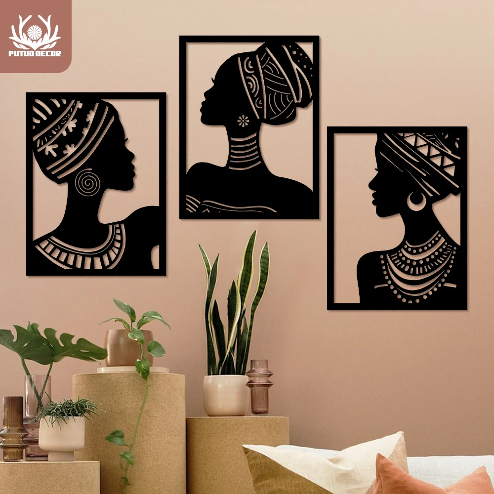 Putuo-Decor-Wooden-Wall-Art-Decoration-African-Women-Face-Silhouette ...