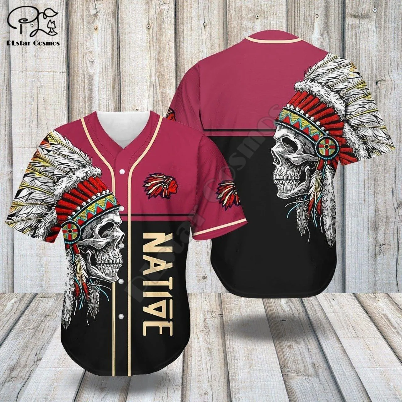 Baseball Jersey Skull Native American Baseball Jersey 3D All Over ...