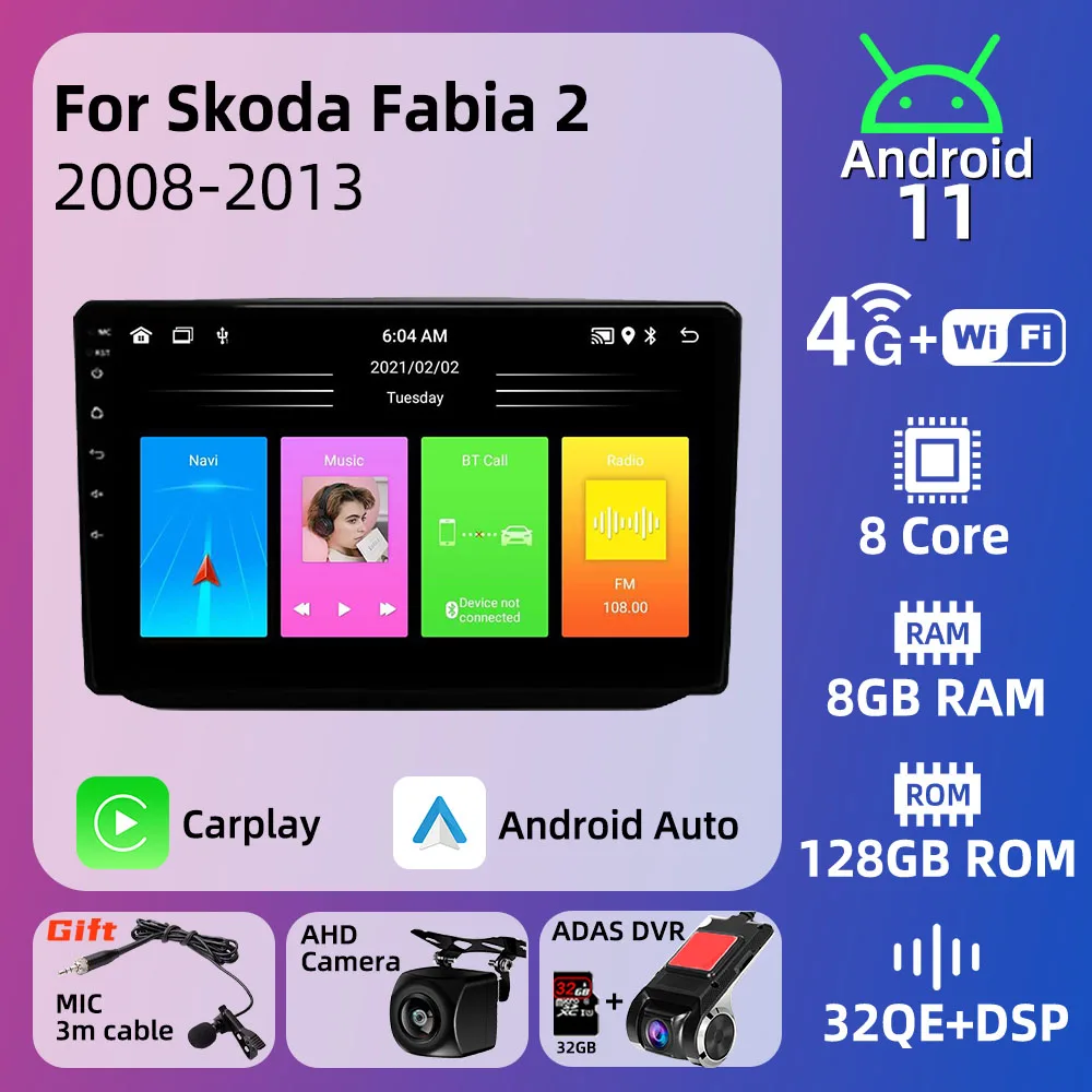 For-Skoda-Fabia-2-2008-2013-Screen-2-Din-Android-Car-Stereo-GPS ...