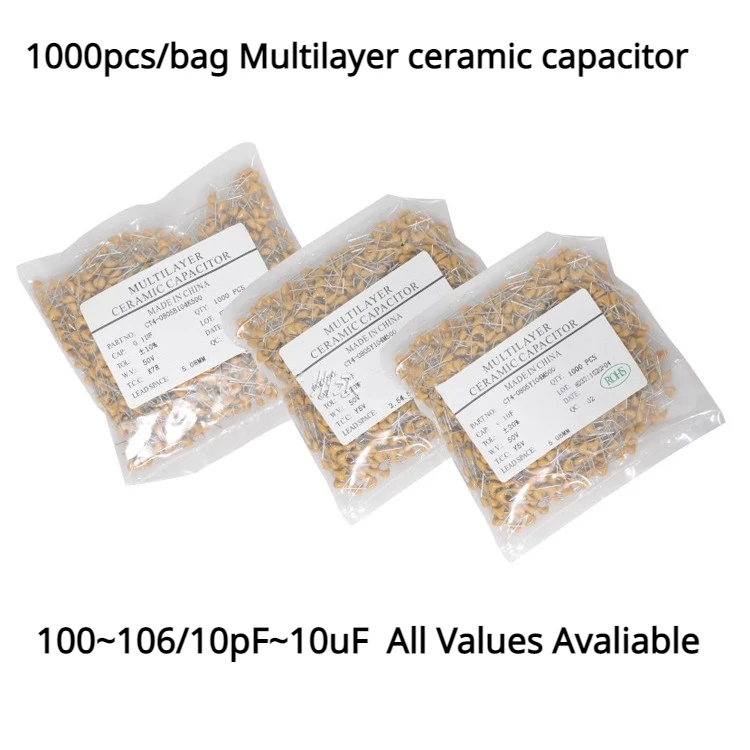 1000pcs-Monolithic-Multilayer-ceramic-capacitor-50V-100-106-10pF-10uF ...