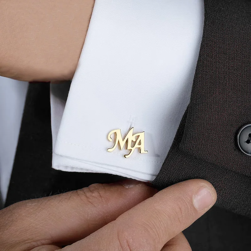 Customized-Cufflinks-for-Men-Personalized-Name-Letter-Stainless-Steel ...
