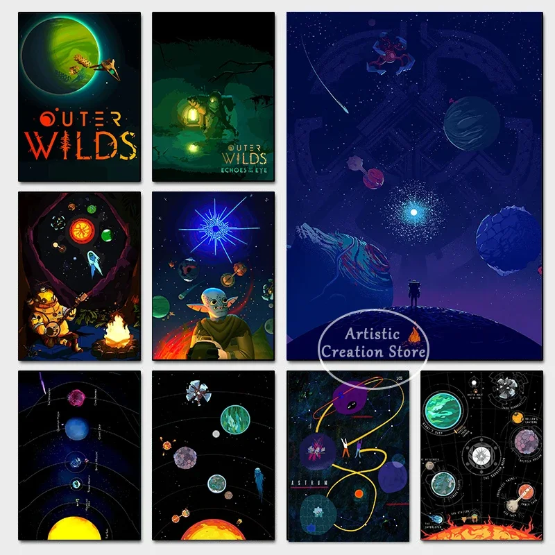 Outer-Wilds-Game-Poster-Planets-Video-Game-Print-Canvas-Painting-Wall ...