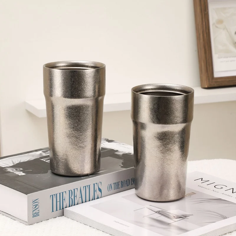 400/480ml Pure Titanium Coffee MUG,Double-layer Heat-proof Beer Cup ...