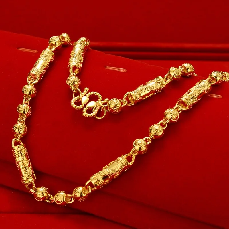 AU999-Gold-Necklace-Mens-Chinese-Style-Dragon-Bone-Chain-24K-Pure-Gold ...