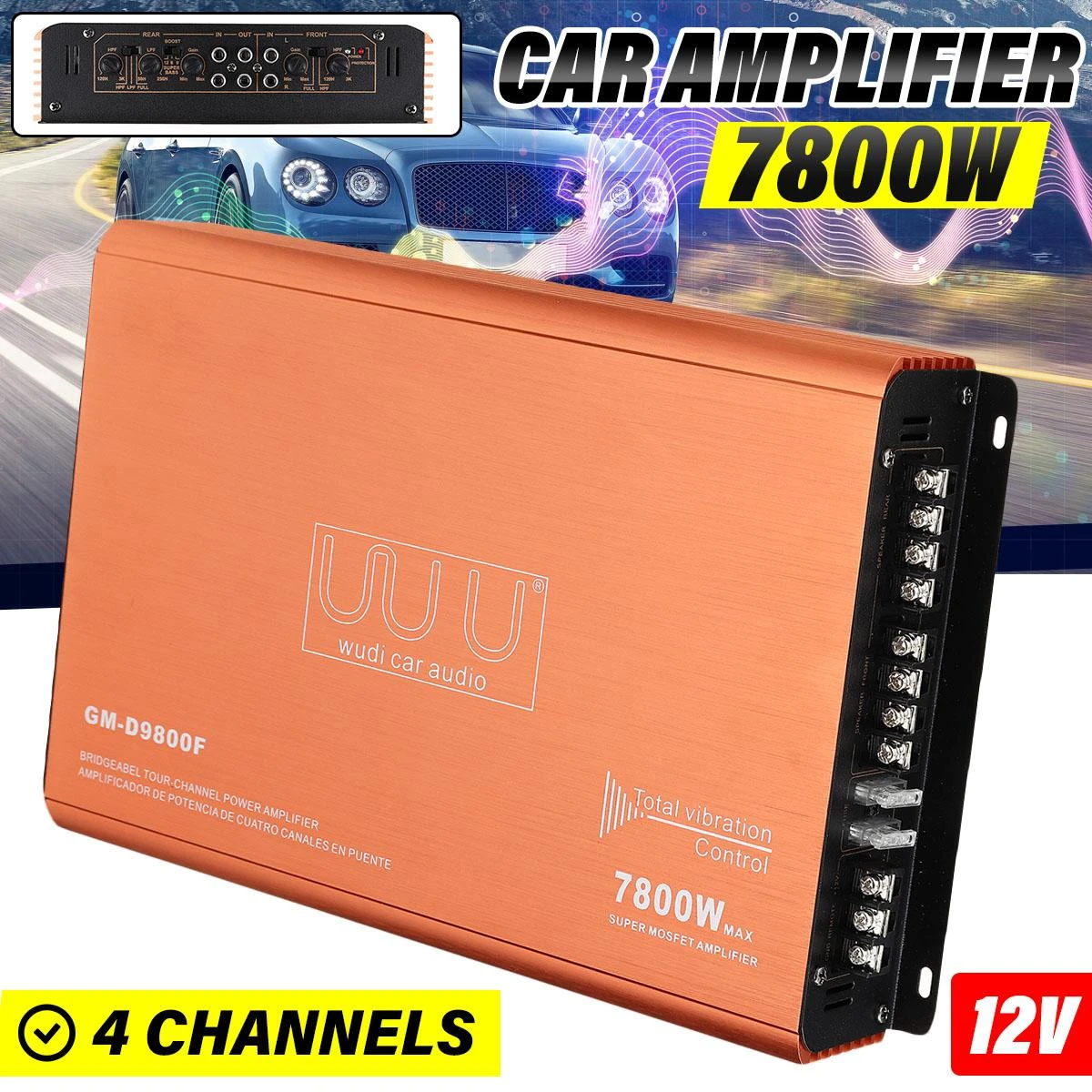 7800W 4 Channel Car Home Audio Power Amplifier Car Digital Amplifer Car ...