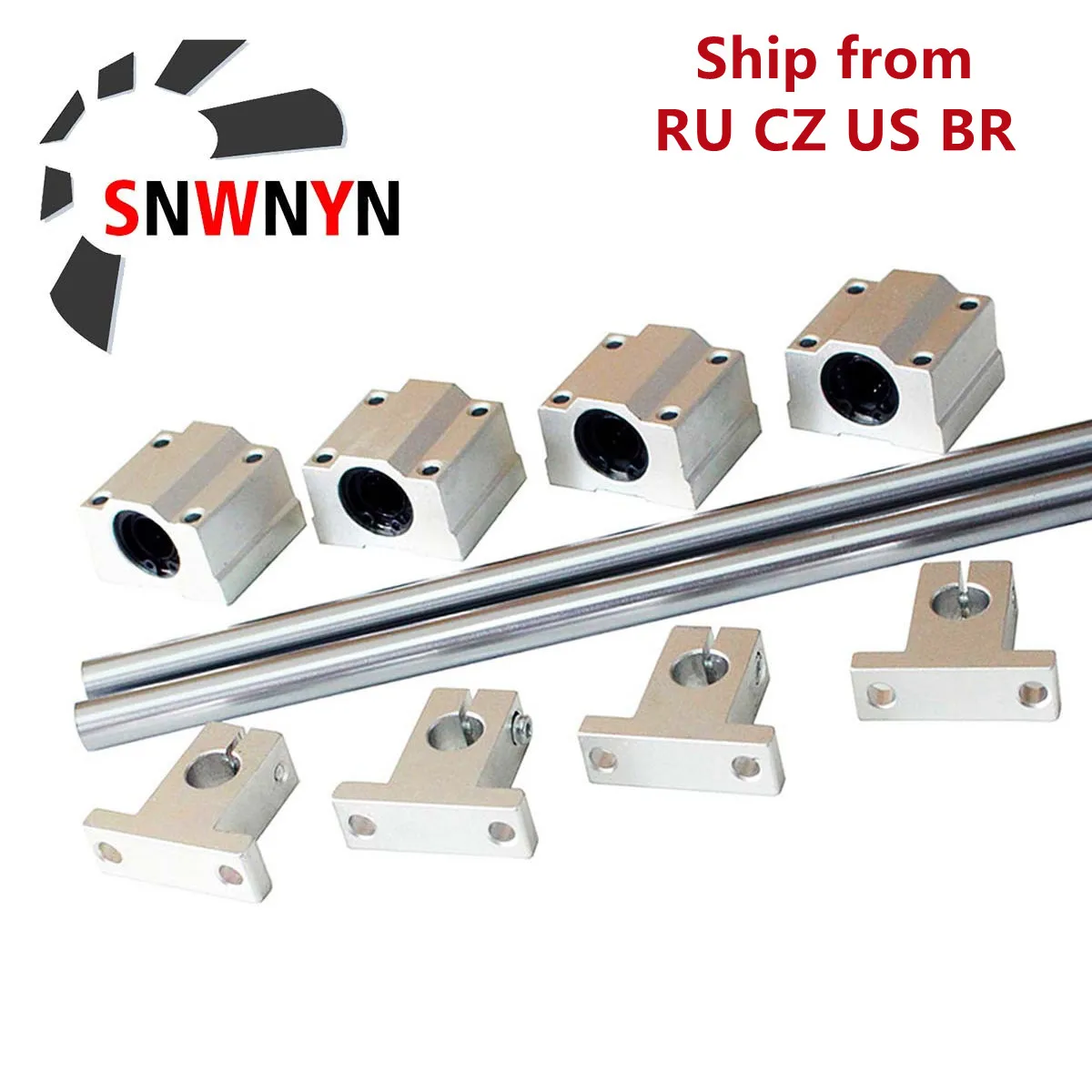 Eje de riel lineal, eje óptico de 8mm, 10mm, 12mm + soporte de eje SK8/10/12 + bloque de ...