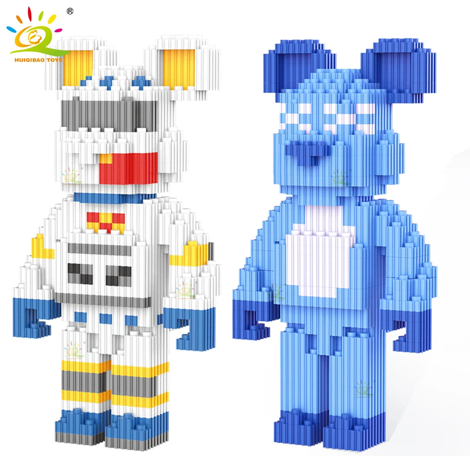 HUIQIBAO-MOC-Micro-Bearbrick-modelo-de-oso-azul-bloques-de-construcci-n ...