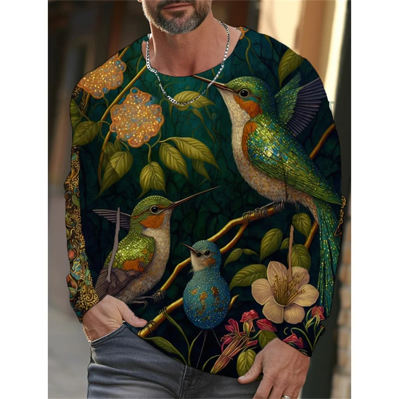 3D Printed Funny Birds T Shirt For Men Colorful Animals Pattern Tees ...