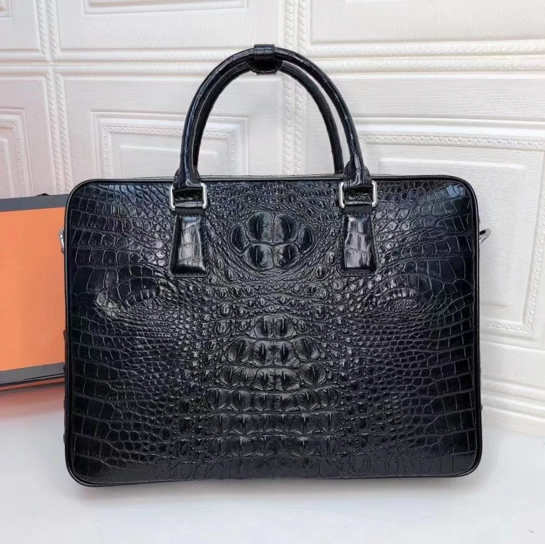 2023 New Luxury Business Skull Crocodile Skin Men's Briefcase Genuine ...
