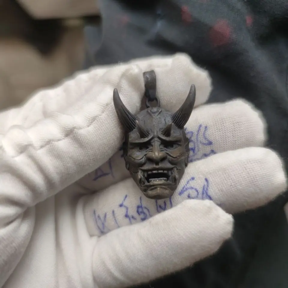Japanese-copper-retro-old-red-Prajna-mask-pendant-grimace-fangs-mask ...