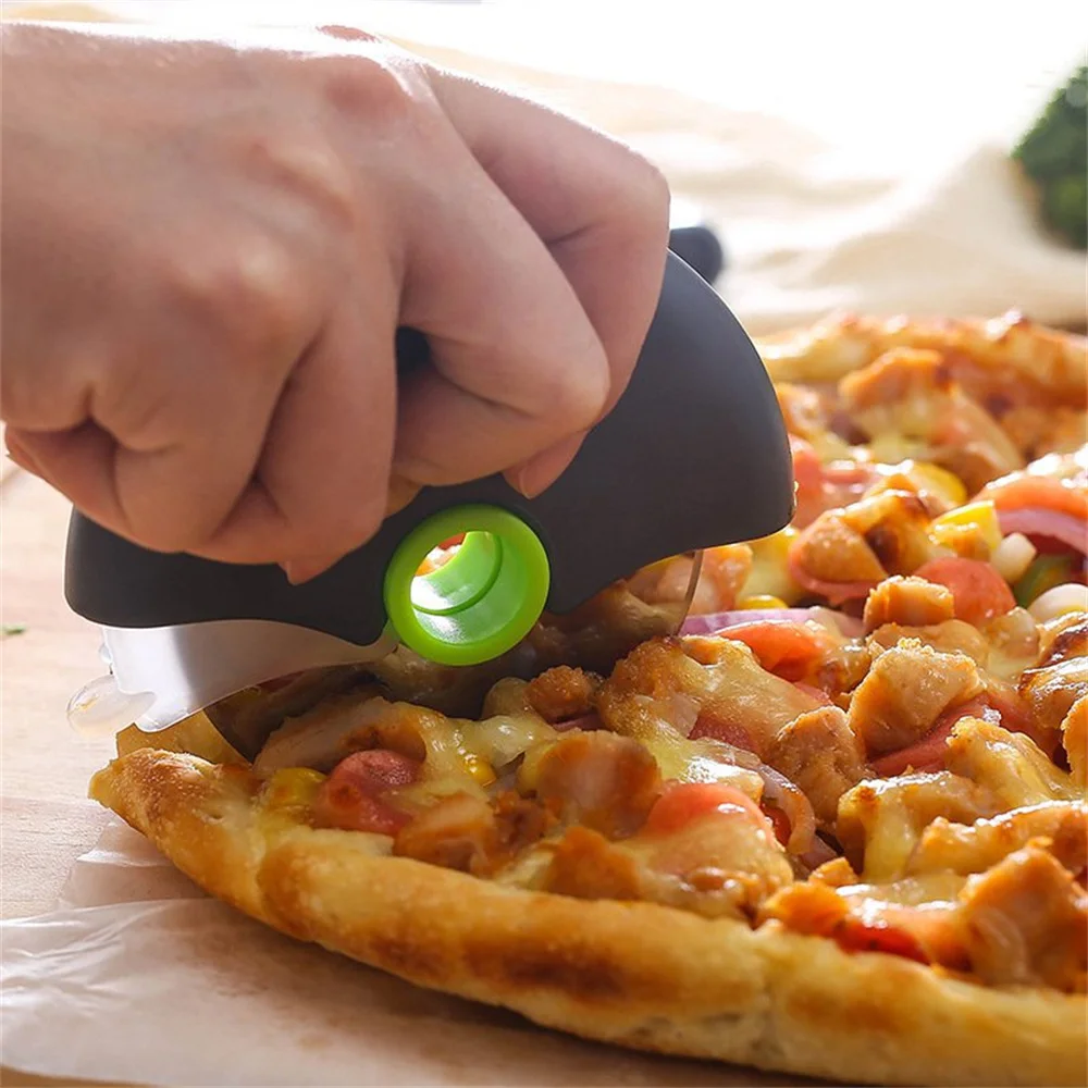 Pizza Knife Stainless Steel Pizza Cutter Round Roller with Cover ...
