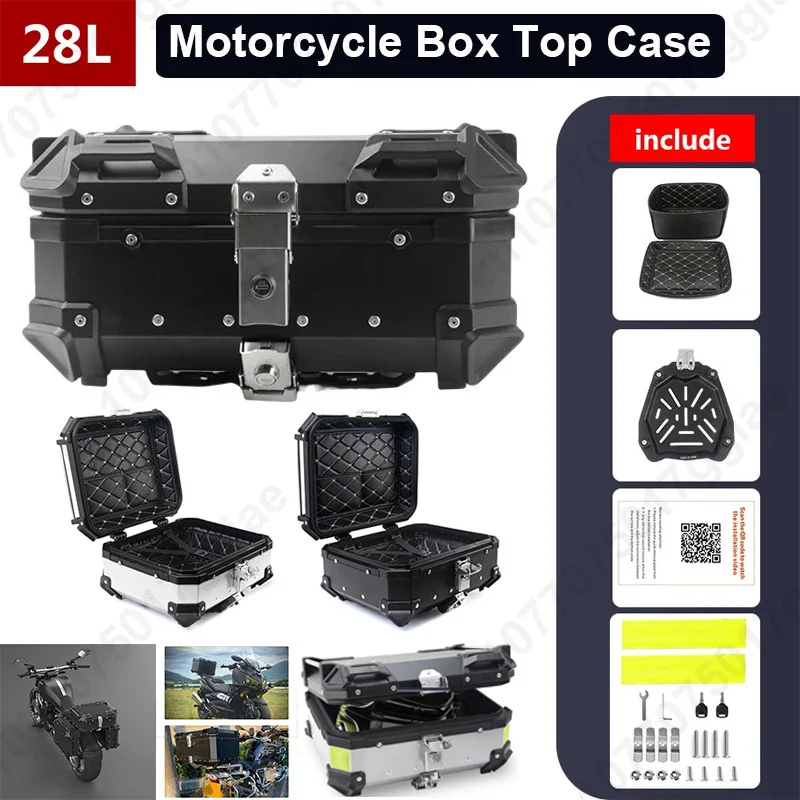 28L-Motorcycle-Box-Top-Case-Aluminum-Alloy-Waterproof-Motorcycle-Rear ...