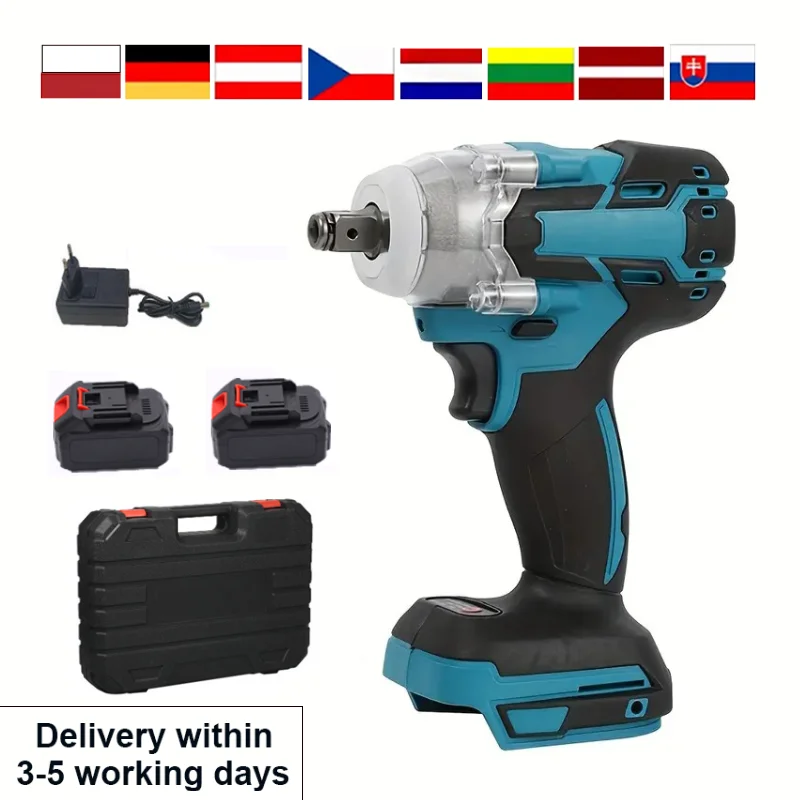 Blue Cordless Electric Impact Wrench Brushless Electric Wrench Hand ...
