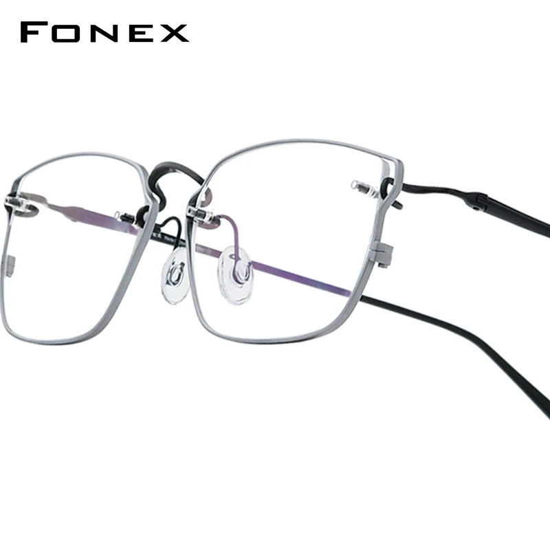 FONEX Screwless Titanium Glasses Frame Men Brand Design Square ...