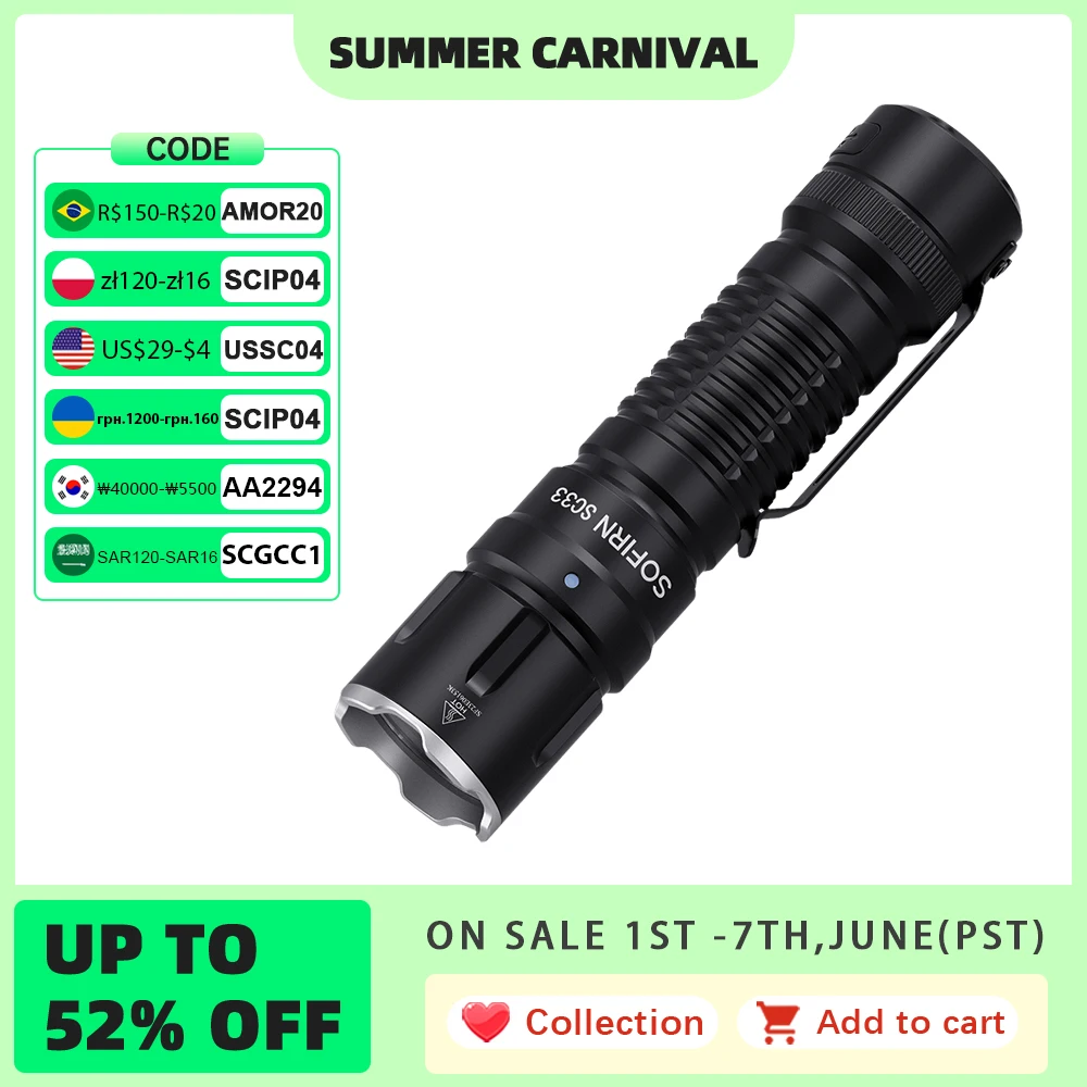 Sofirn-SC33-XHP70-3-HI-LED-21700-Rechargeable-Tactical-Flashlight ...