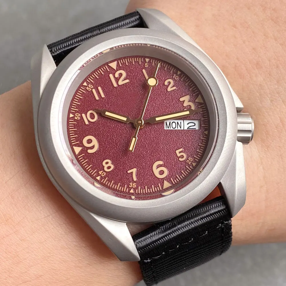 Sandblast-Tandorio-NEW-40mm-Matte-Red-Black-Mens-Watches-Automatic ...