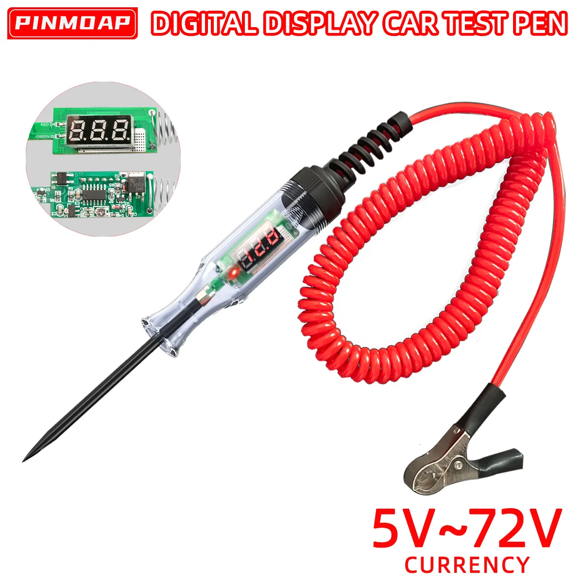 자동차 트럭 전압 회로 테스터, 디지털 LED 긴 프로브 펜 전구, 자동차 진단 도구, 자동차 수리, 6V, 12V, 24V, 36V, 72V DC| | - AliExpress